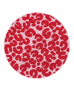 ZSA ZSA ZSU Dadri Beadded Placemat Animal, 14 X 14 - Red