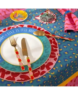 ZSA ZSA ZSU Dadri Beadded Placemat Animal, 14 X 14 - Red