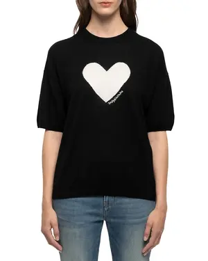 Zadig&Voltaire Idaz Cp Heart Jacquard Cashmere Tee - Black