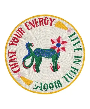 ZSA ZSA ZSU Dadri Beadded Placemat Energy, 14 X 14 - White