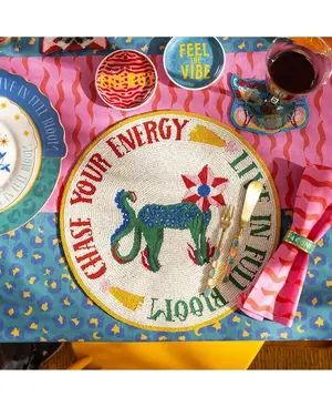 ZSA ZSA ZSU Dadri Beadded Placemat Energy, 14 X 14