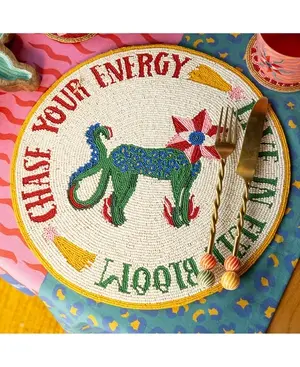 ZSA ZSA ZSU Dadri Beadded Placemat Energy, 14 X 14