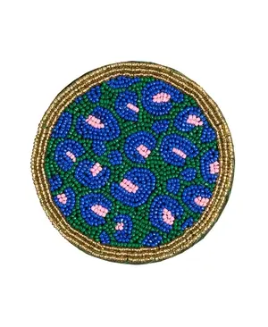 ZSA ZSA ZSU Dadri Beaded Coaster, Diameter 4 - Blue