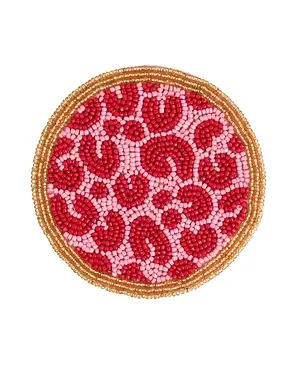 ZSA ZSA ZSU Dadri Beaded Coaster, Diameter 4 - Red
