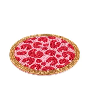 ZSA ZSA ZSU Dadri Beaded Coaster, Diameter 4 - Red