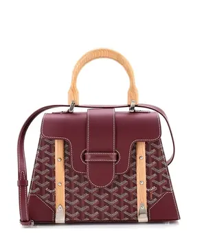 Goyard Pm Saigon Top Handle Bag Coated Canvas With Leather Burgundy