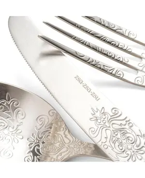 ZSA ZSA ZSU Dume Patterned Steel Dinner Knife Set Of 4, 9.06 X 0.79 X 0.12 - Silver