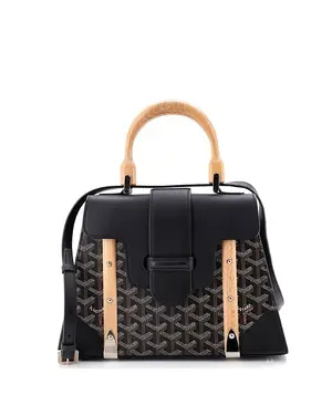 Goyard Pm Saigon Top Handle Bag Coated Canvas With Leather - Black