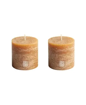 ZSA ZSA ZSU Deurne Pillar Candle Set Of 2, 3.5 - Amber