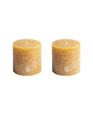 ZSA ZSA ZSU Deurne Pillar Candle, Set Of 2, 3.5 - Mustard