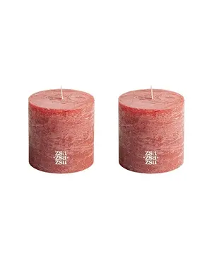 ZSA ZSA ZSU Deurne Pillar Candle, Set Of 2, 3.5 - Red
