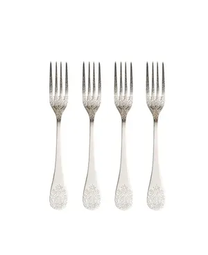 ZSA ZSA ZSU Dume Patterned Steel Dinner Fork, Set Of 4, 1.18 X 9.06 X 0.12 - Silver