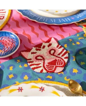 ZSA ZSA ZSU Dadri Beaded Coaster Tiger, 4 - Pink