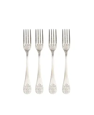 ZSA ZSA ZSU Dume Patterned Steel Dessert Fork Set Of 4, 9 X 1.1 X 0.1 - Silver