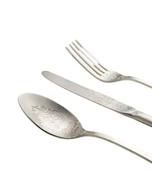 ZSA ZSA ZSU Dume Patterned Steel Dessert Fork Set Of 4, 9 X 1.1 X 0.1 - Silver
