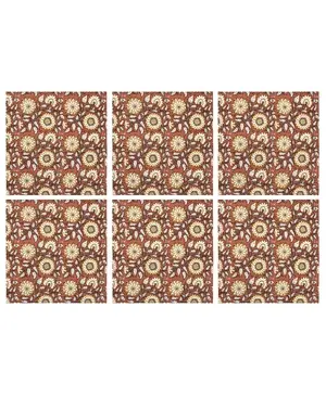 ZSA ZSA ZSU Bundi Block Printed Napkin Set Of 6, 18 X 18 - Brown