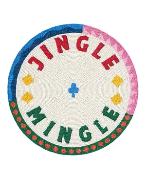 ZSA ZSA ZSU Dadri Beadded Placemat Jingle, 14 X 14 - White