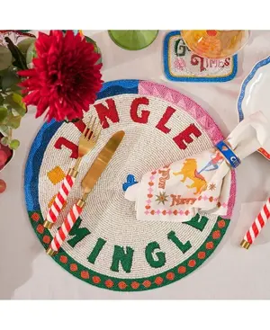 ZSA ZSA ZSU Dadri Beadded Placemat Jingle, 14 X 14