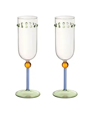 ZSA ZSA ZSU Henan Borosilicate Glass Champagne Glass Set Of 2, 8 Oz - Clear