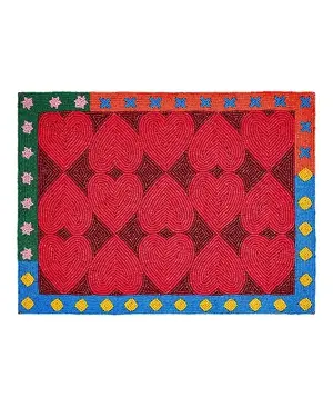 ZSA ZSA ZSU Dadri Beadded Placemat Heart, 12 X 16 - Red