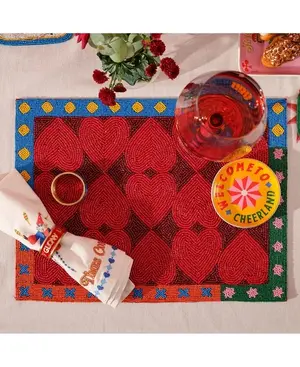 ZSA ZSA ZSU Dadri Beadded Placemat Heart, 12 X 16