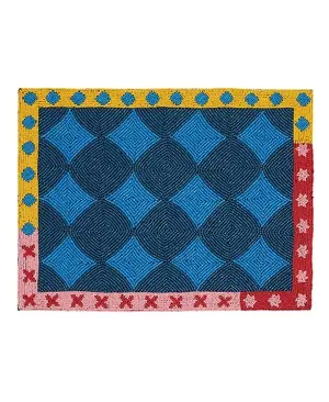 ZSA ZSA ZSU Dadri Beaded Placemat Geometric, 12 X 16 - Blue