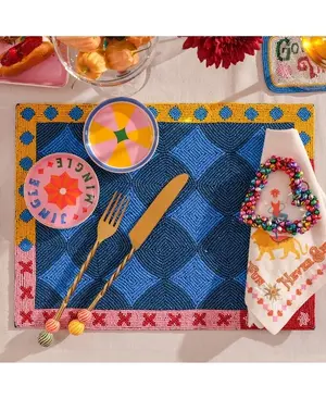 ZSA ZSA ZSU Dadri Beaded Placemat Geometric, 12 X 16