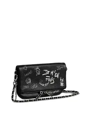 Zadig&Voltaire Rock Mini Arty Tag Leather Shoulder Bag - Black