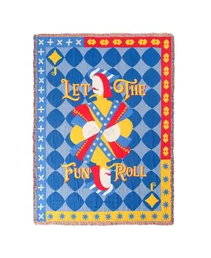 ZSA ZSA ZSU Novelas Fringed Jacquard 100% Cotton Throw Fun, 54 X 71 - Blue