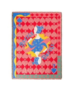 ZSA ZSA ZSU Novelas Fringed Jacquard Throw Razzle, 54 X 71 - Red Overflow