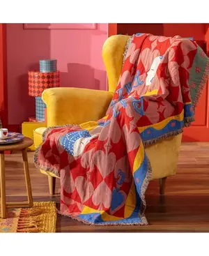 ZSA ZSA ZSU Novelas Fringed Jacquard Throw Razzle, 54 X 71