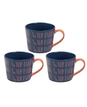 ZSA ZSA ZSU Luohu Porcelain Wild Energy Mug Set Of 3 - Blue