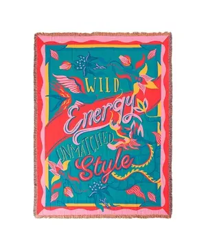 ZSA ZSA ZSU Novelas Fringed Jacquard 100% Cotton Throw Wild, 54 X 71 - Medium Green