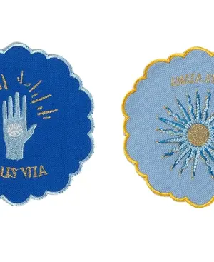 ZSA ZSA ZSU Nilufer 4 Pcs Digital Printed Overlocked Embroidered 100% Cotton Coaster Set, 5.12 X 5.12