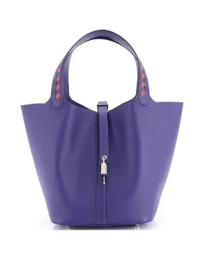 Hermès Mm Picotin Lock Bag Tressage Epsom - Blue