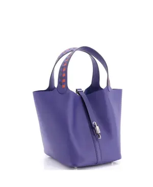 Hermès Mm Picotin Lock Bag Tressage Epsom - Blue