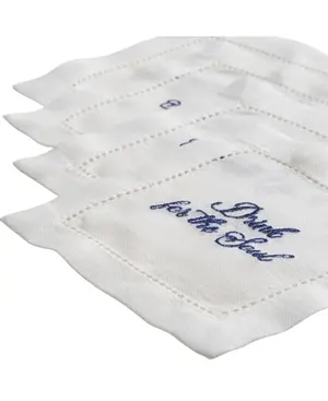 ZSA ZSA ZSU Prusa 4pcs Embroidered 100% Polyester Cocktail Napkin 8 Pcs Set, 6 X 6