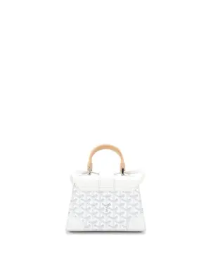 Goyard Structured Saigon Top Handle Bag Coated Canvas With Leather - White