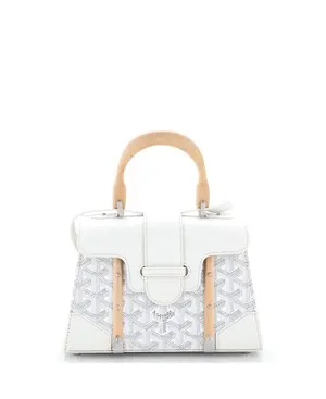 Goyard Structured Saigon Top Handle Bag Coated Canvas With Leather - White