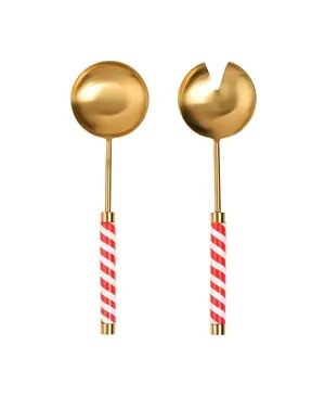 ZSA ZSA ZSU Rampur Set Of 2 Steel Salad Serving, 11.81 X 2.36 X 0.79 - Gold