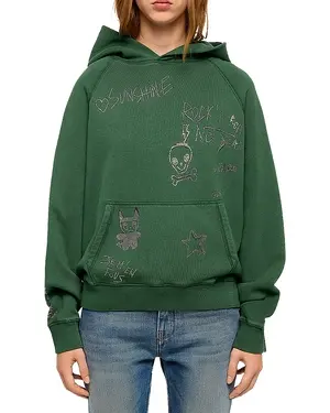 Zadig&Voltaire Embellished Cotton Hoodie - Rain Forest