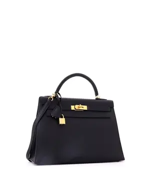 Hermès Kelly 32 Handbag Black Epsom With Gold Hardware