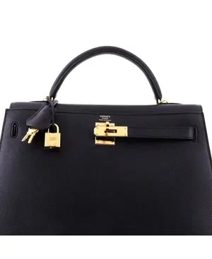 Hermès Kelly 32 Handbag Black Epsom With Gold Hardware