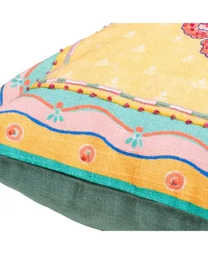 ZSA ZSA ZSU Ghuni Tasseled Embroidered Cotton Cushion, 19.6 X 19.6