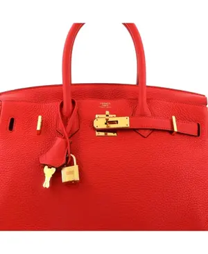 Hermès Birkin 30 Handbag Red Clemence With Gold Hardware