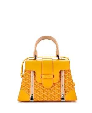 Goyard Pm Saigon Top Handle Bag Coated Canvas With Leather - Yellow