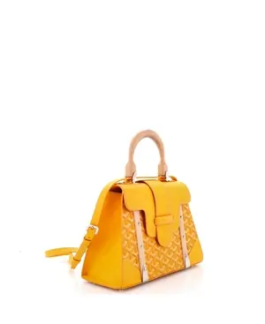 Goyard Pm Saigon Top Handle Bag Coated Canvas With Leather - Yellow
