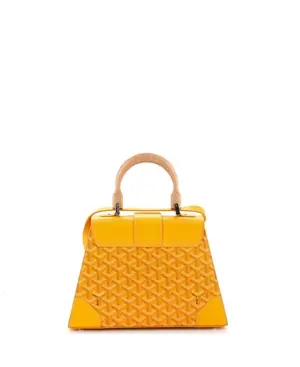 Goyard Pm Saigon Top Handle Bag Coated Canvas With Leather - Yellow