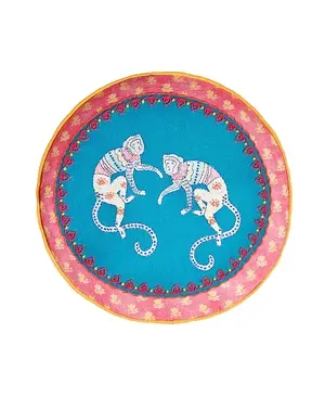 ZSA ZSA ZSU Ghuni Embroidered Cotton Cushion, 15.75 - Blue