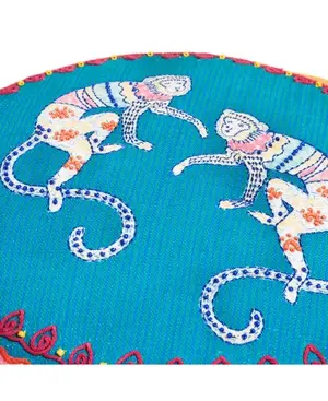 ZSA ZSA ZSU Ghuni Embroidered Cotton Cushion, 15.75